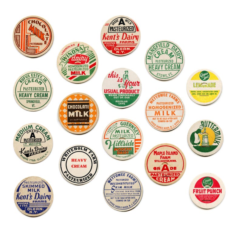 Vintage 1950s Milk & Juice Bottle Caps - Assorted Lot - Pick Your ...