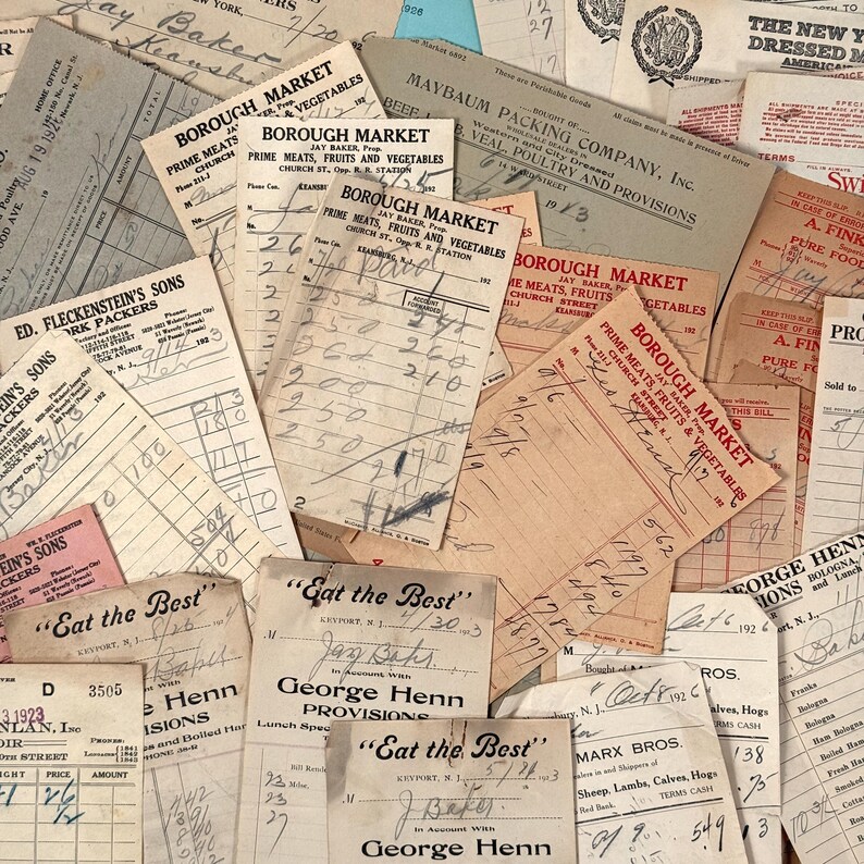 Antique 1920s Butcher Meat Supplier Billhead Receipts & Invoices ...