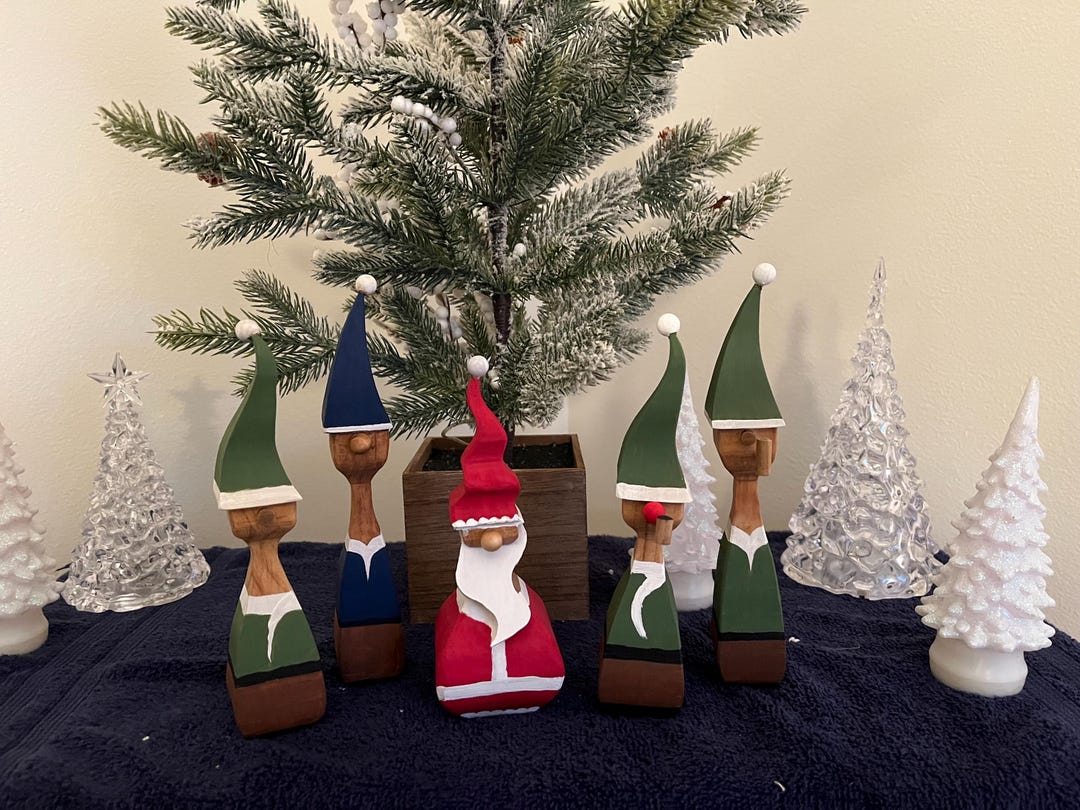 Wooden Red Santa Clause Christmas Elf, Christmas Decor, Bandsaw , Hand ...