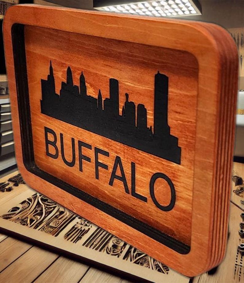 Buffalo Skyline Tray 8.5x5.5 Rustic Wood Catchall for Keys Jewelry ...