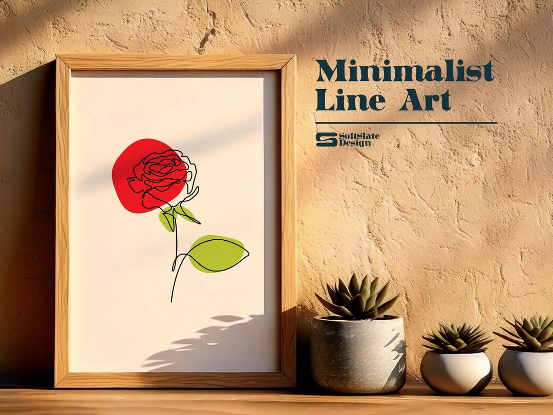 Abstract Rose Line Art Minimalist Floral Print Digital Download for ...