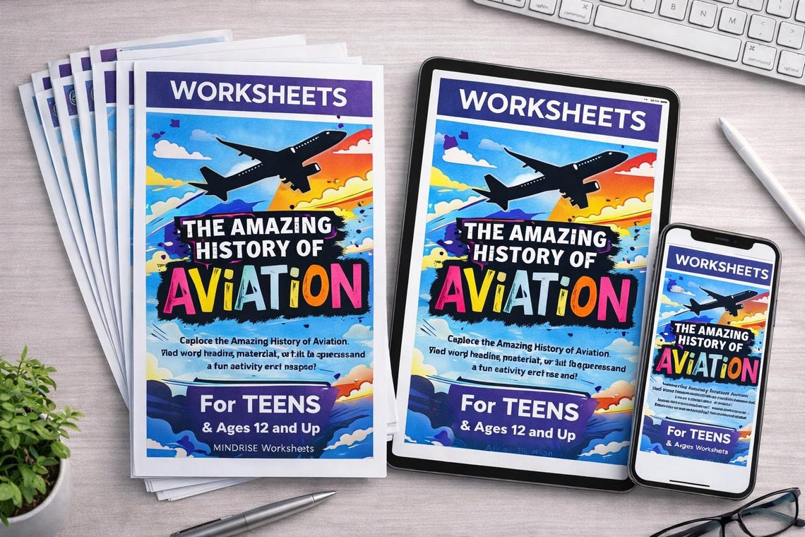 History of Aviation Assignment Worksheets for Teens - Etsy