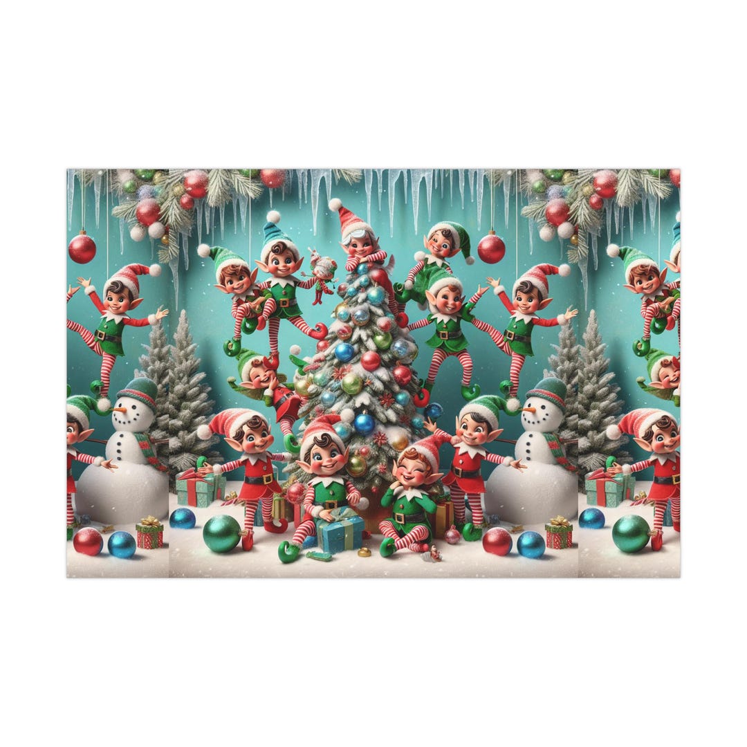 Elf Gift Wrap Papers, Christmas Wrapping With Silly Elves, Holiday ...