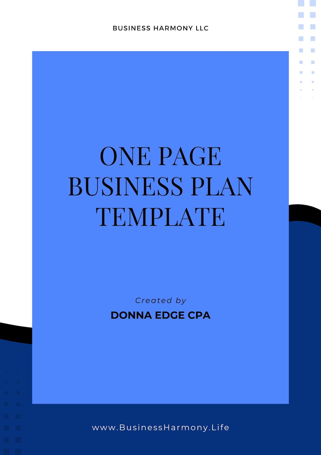 One Page Business Plan Template-get Your Business Idea Out of Your Head ...