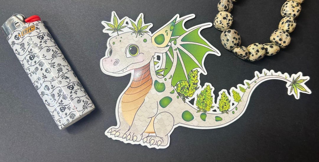 Cannabis Dragon Sticker Waterproof Laptop Water Bottle Decoration ...