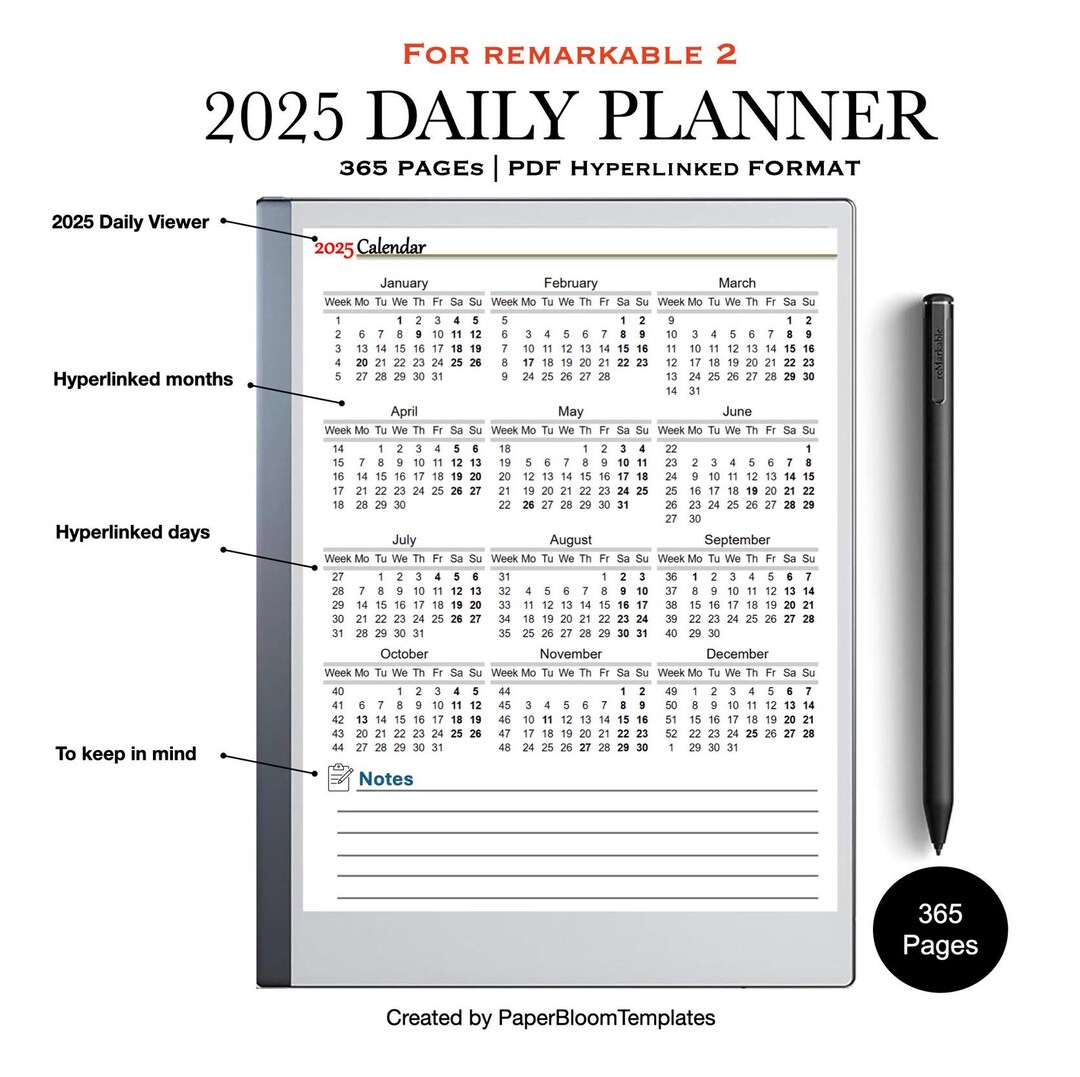 2025 Hyperlinked Digital Daily Calendar & Planner - Etsy