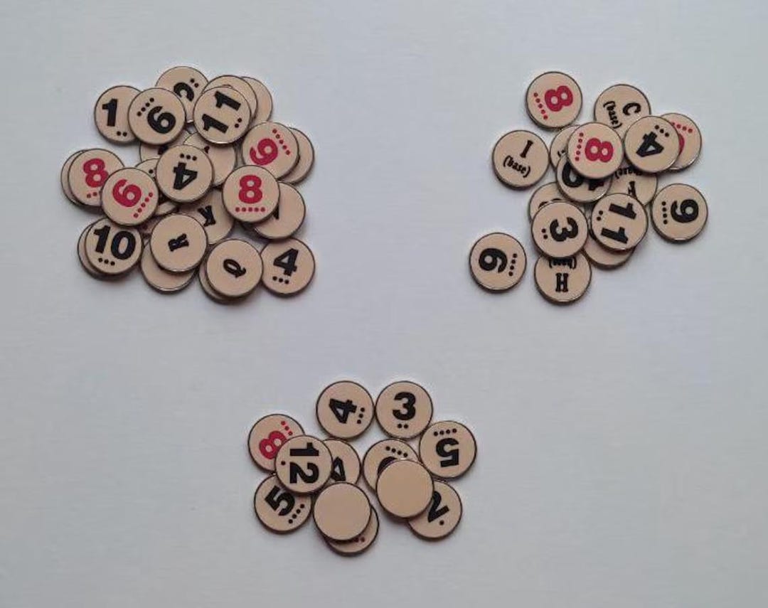 CATAN Metal Circular Number Tokens W/alphabet and Roll Chance Indicator ...