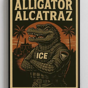 Alligator Alcatraz Poster – Tactical Gator Wall Art – Retro Prison ...