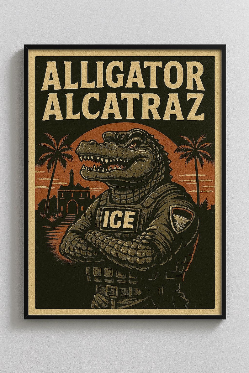 Alligator Alcatraz Poster – Tactical Gator Wall Art – Retro Prison ...