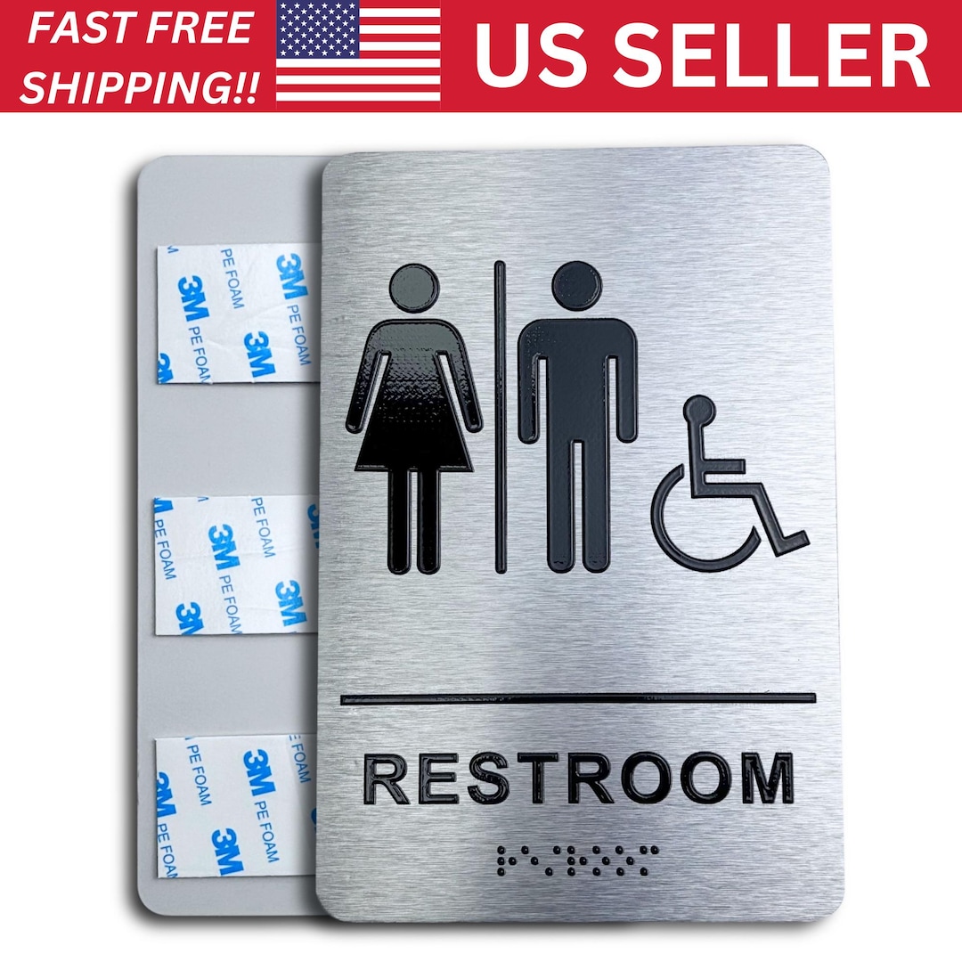 Restroom Sign Braille ADA Compliant Restroom Signs | Aluminum 6x9 ...