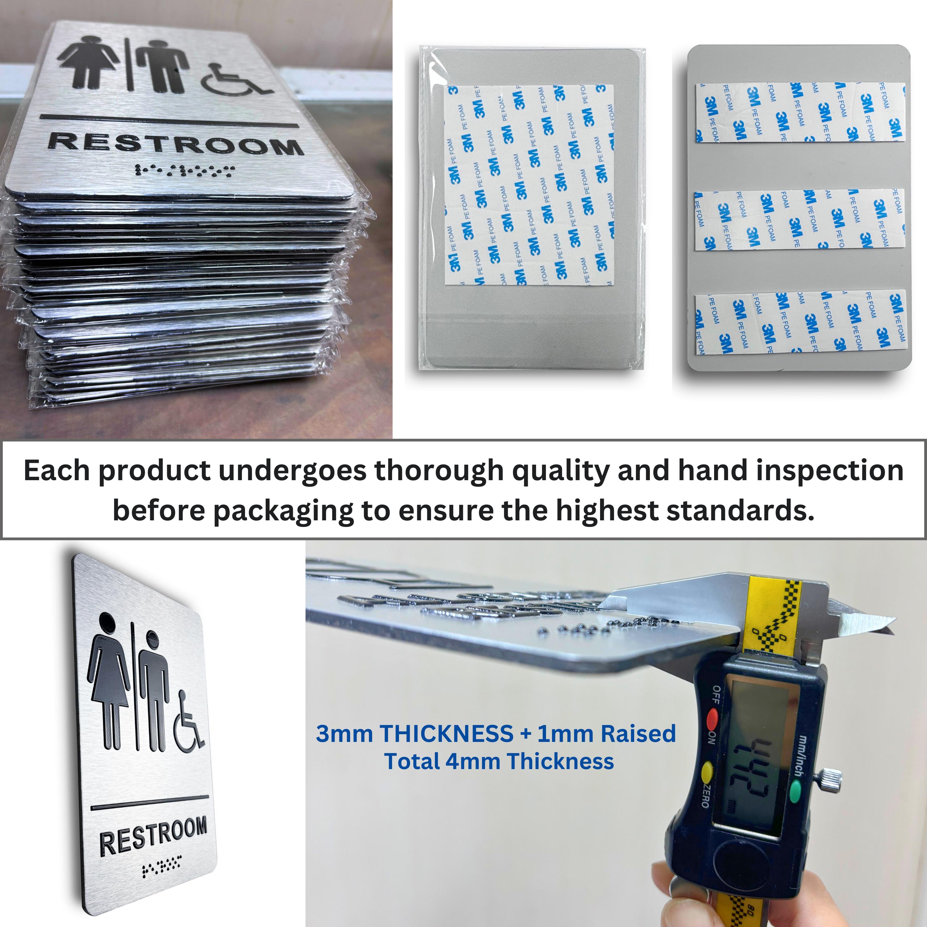 Restroom Sign Braille ADA Compliant Restroom Signs | Aluminum 6x9 ...