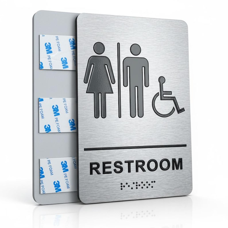 Restroom Sign Braille ADA Compliant Restroom Signs | Aluminum 6x9 ...