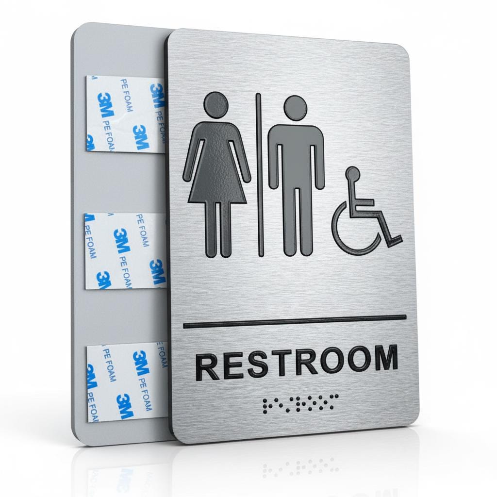 Restroom Sign Braille ADA Compliant Restroom Signs | Aluminum 6x9 ...