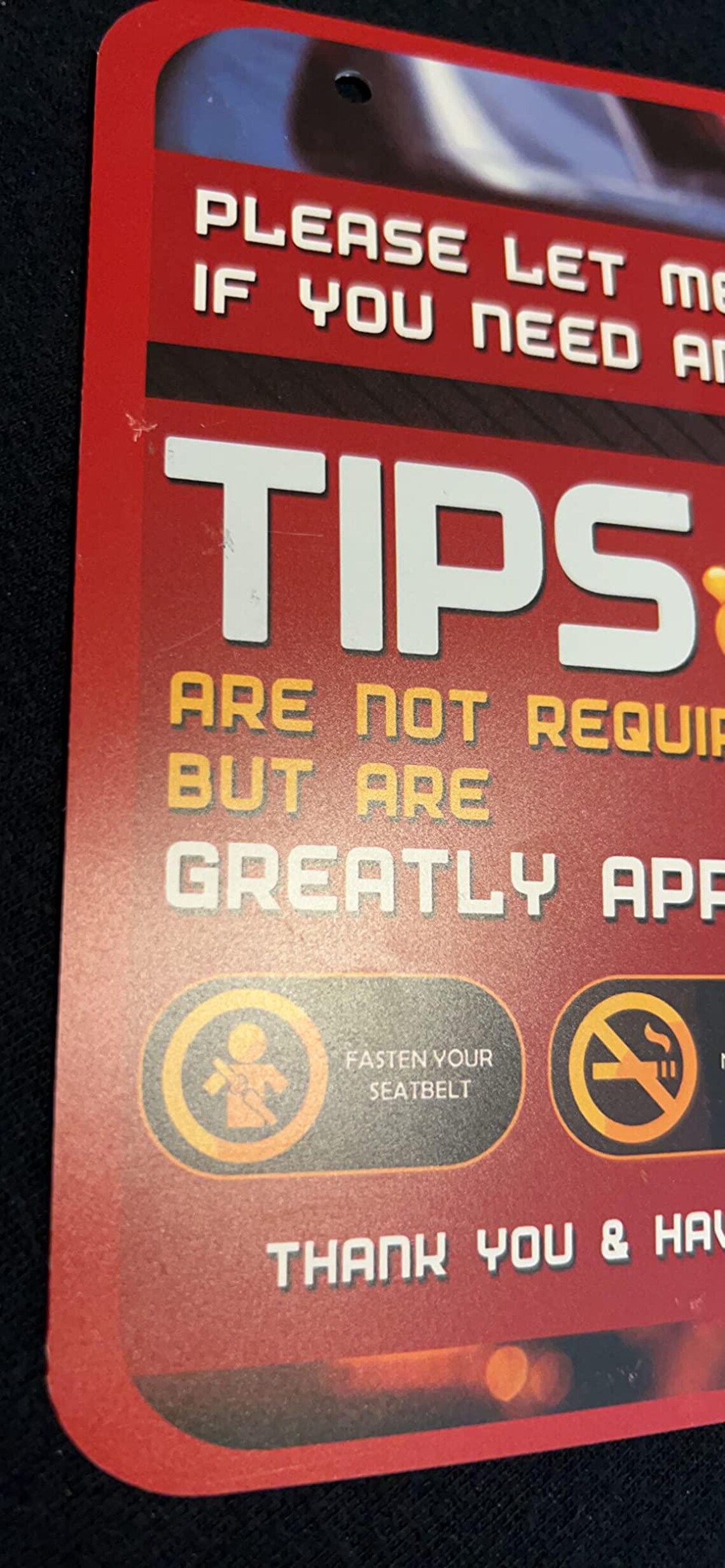 2 Pack - Increase TIPS Five Star Rating Taxi Sign for Lyft Uber ...