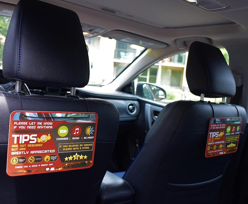 2 Pack - Increase TIPS Five Star Rating Taxi Sign for Lyft Uber ...