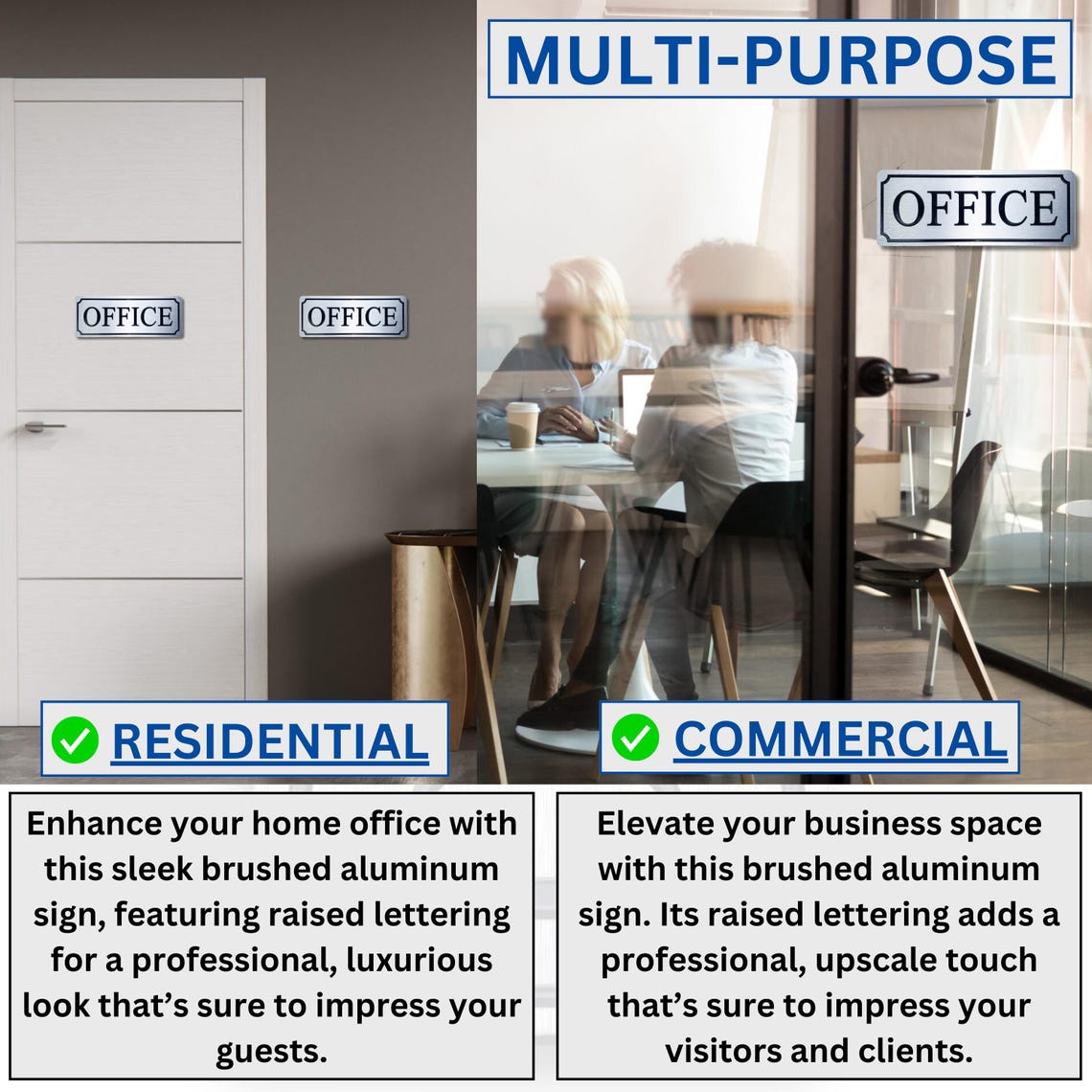 Office Door Sign for Home Office or Business, Premium Aluminum 10 X 4 ...