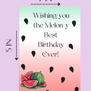 Watermelon, Happy Birthday Card- PRINTABLE DIGITAL Download, Happy ...