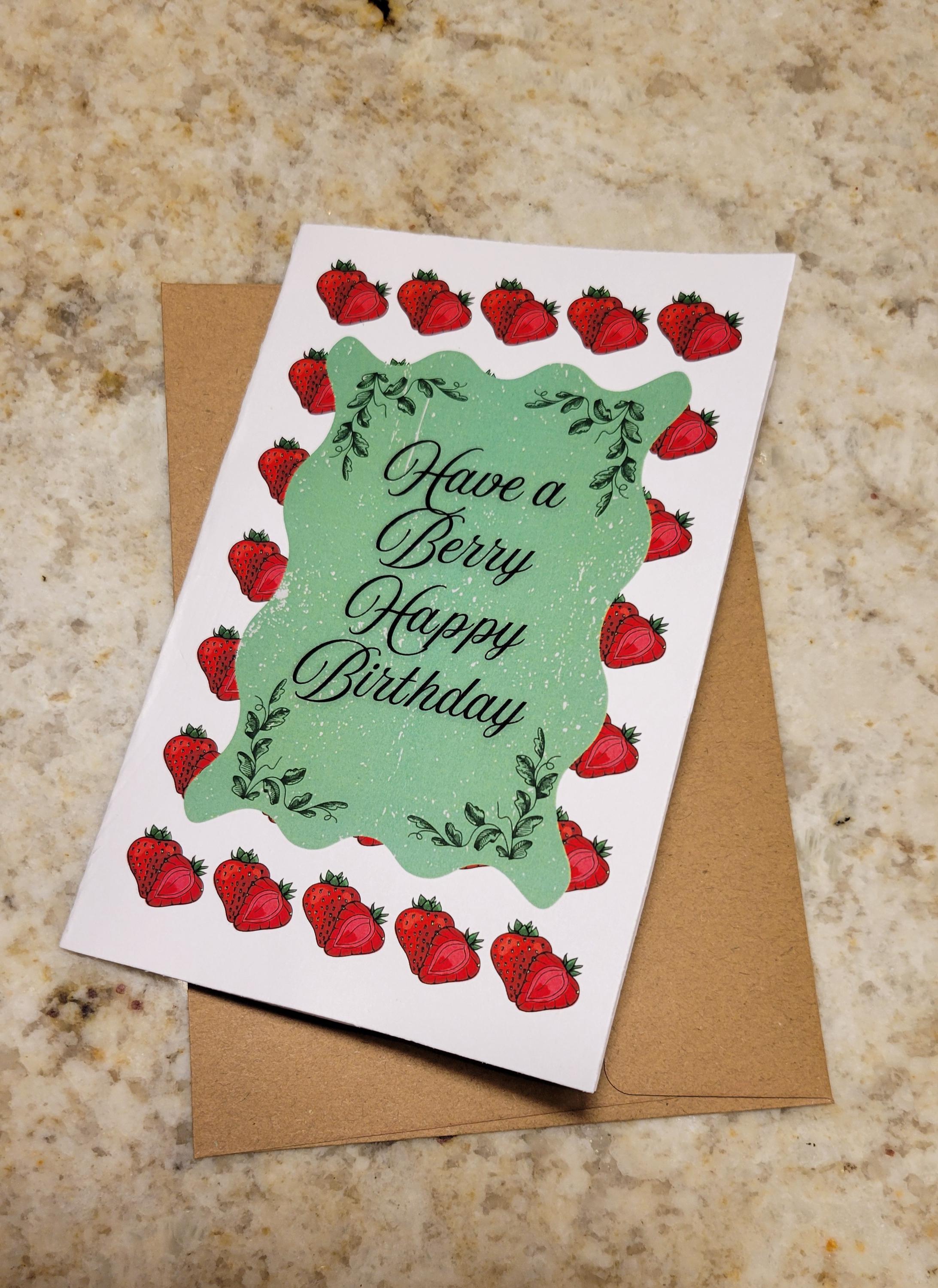 Berry Happy Birthday Card- PRINTABLE DIGITAL Download, Happy Birthday ...