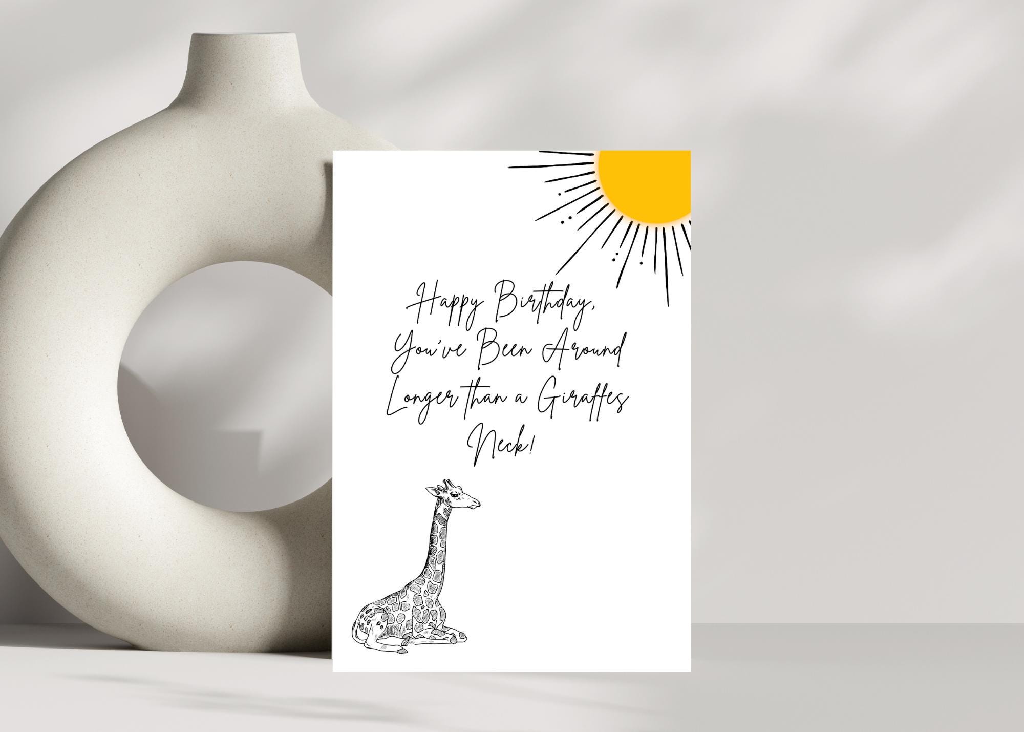 Giraffe Happy Birthday Card- PRINTABLE DIGITAL Download, Happy Birthday ...