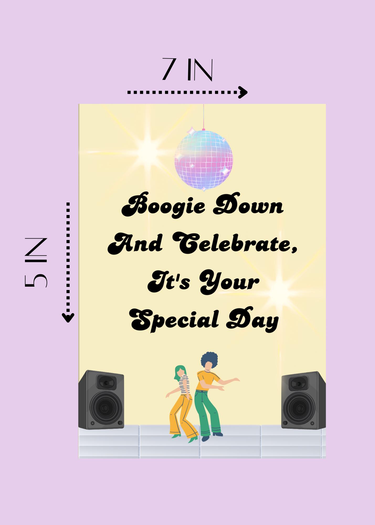 Disco Boogie Special Day Card- PRINTABLE DIGITAL Download, Special Day ...