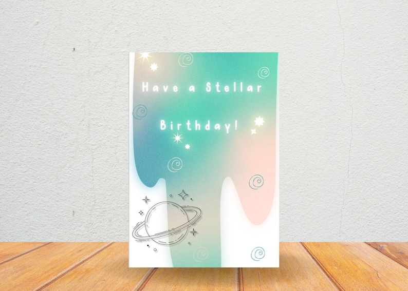 Celestial Happy Birthday Card- PRINTABLE DIGITAL Download, Happy ...