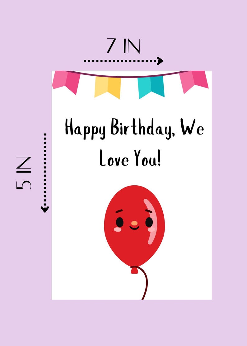 Balloon, Happy Birthday Card- PRINTABLE DIGITAL Download, Happy ...
