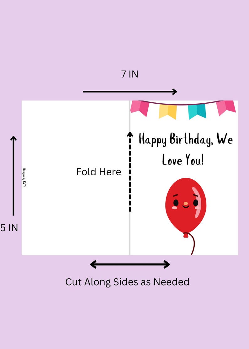 Balloon, Happy Birthday Card- PRINTABLE DIGITAL Download, Happy ...
