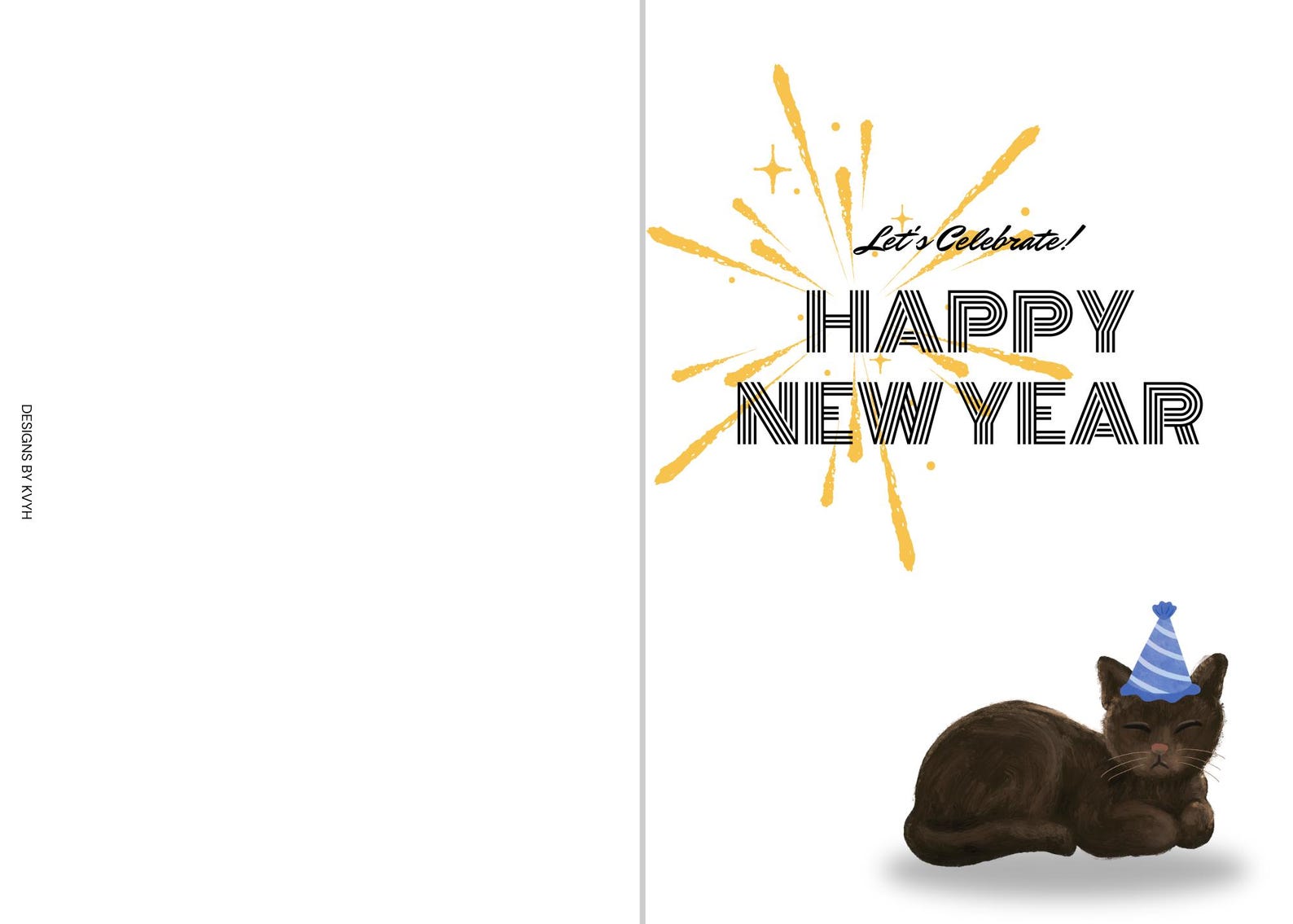 Happy New Years, Cat - PRINTABLE DIGITAL Download, New Years, Cat ...