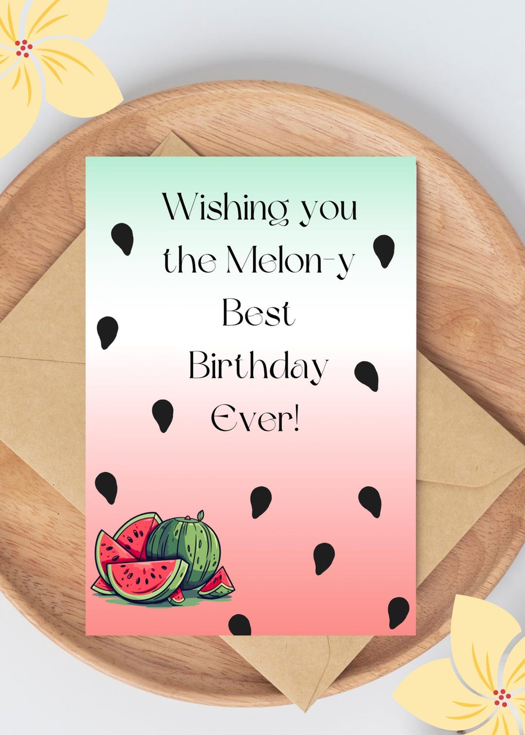 Watermelon, Happy Birthday Card- PRINTABLE DIGITAL Download, Happy ...