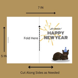 Happy New Years, Cat - PRINTABLE DIGITAL Download, New Years, Cat ...