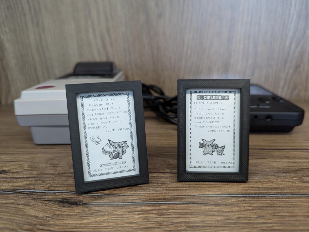Pokédex Diploma Game Boy Printer Print 3D Printed Frame/display Stand ...