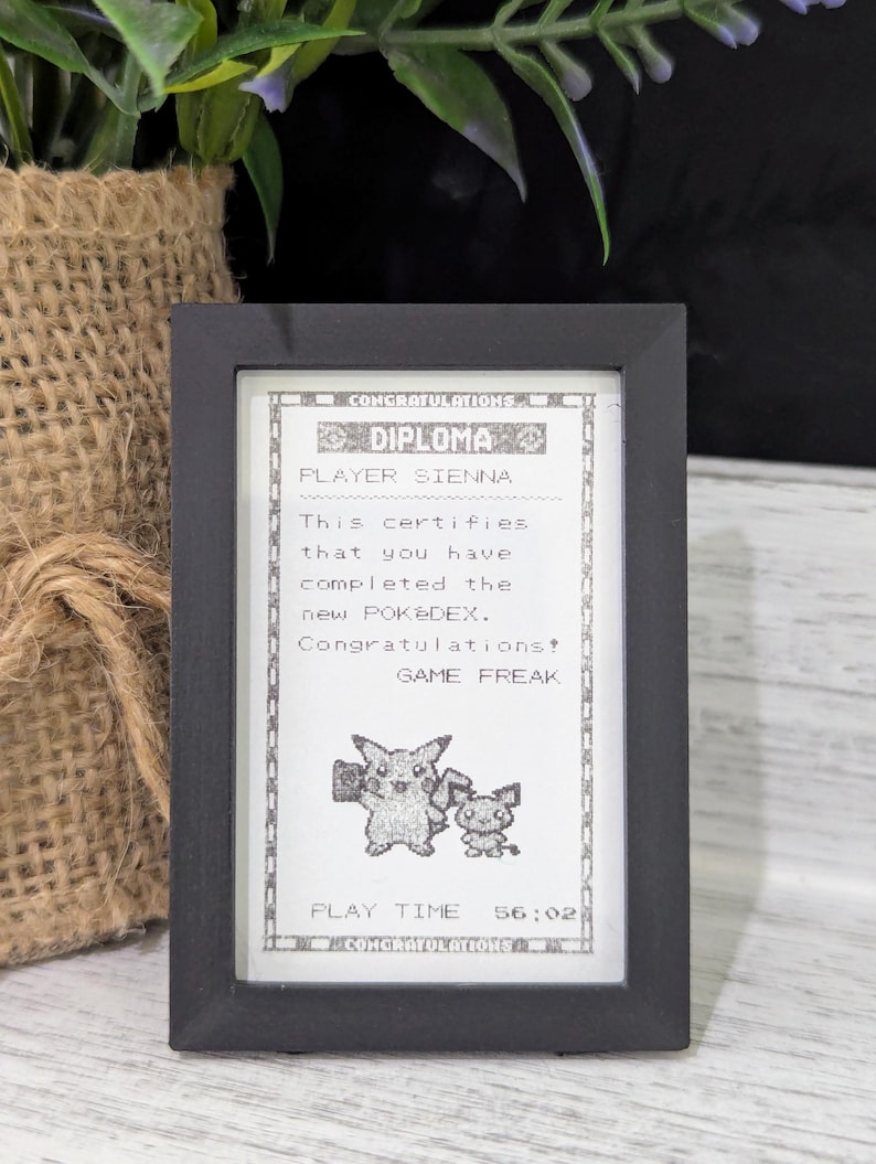 Pokédex Diploma Game Boy Printer Print • 3D Printed Frame/display Stand ...