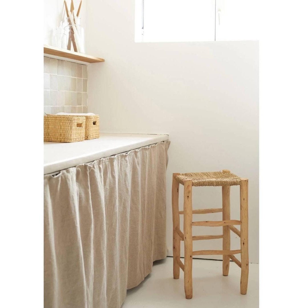 Handcrafted Moroccan Bar Stool With Woven Rope Seat – Rustic Elegance ...