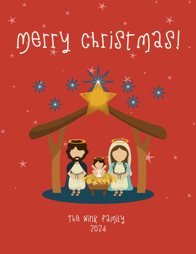 Nativity Themed Christmas Card Template for Canva - Etsy