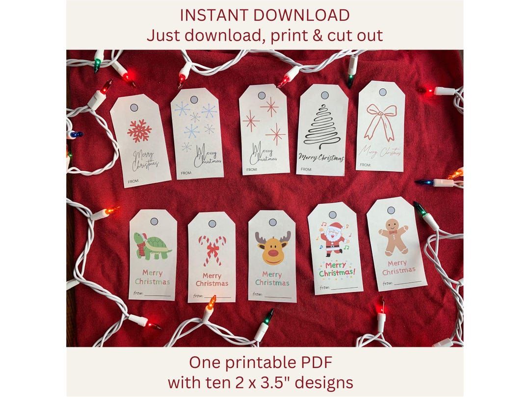 Merry Christmas Gift Tag, Holiday Gift Tag, Simple Christmas Gift Tag ...