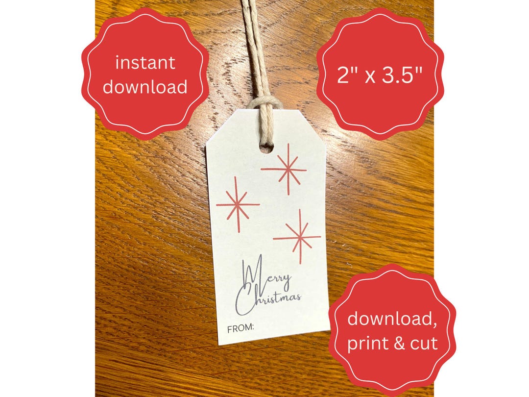 Merry Christmas Gift Tag, Holiday Gift Tag, Simple Christmas Gift Tag ...