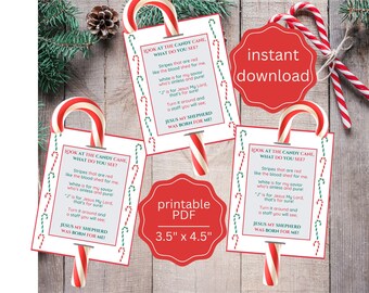 Legend of the Candy Cane Printable Tag, Kids Christian Treat Tag- Candy ...