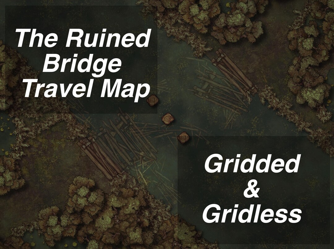 The Ruined Bridge Travel TTRPG Map Digital Download – Gridded and ...