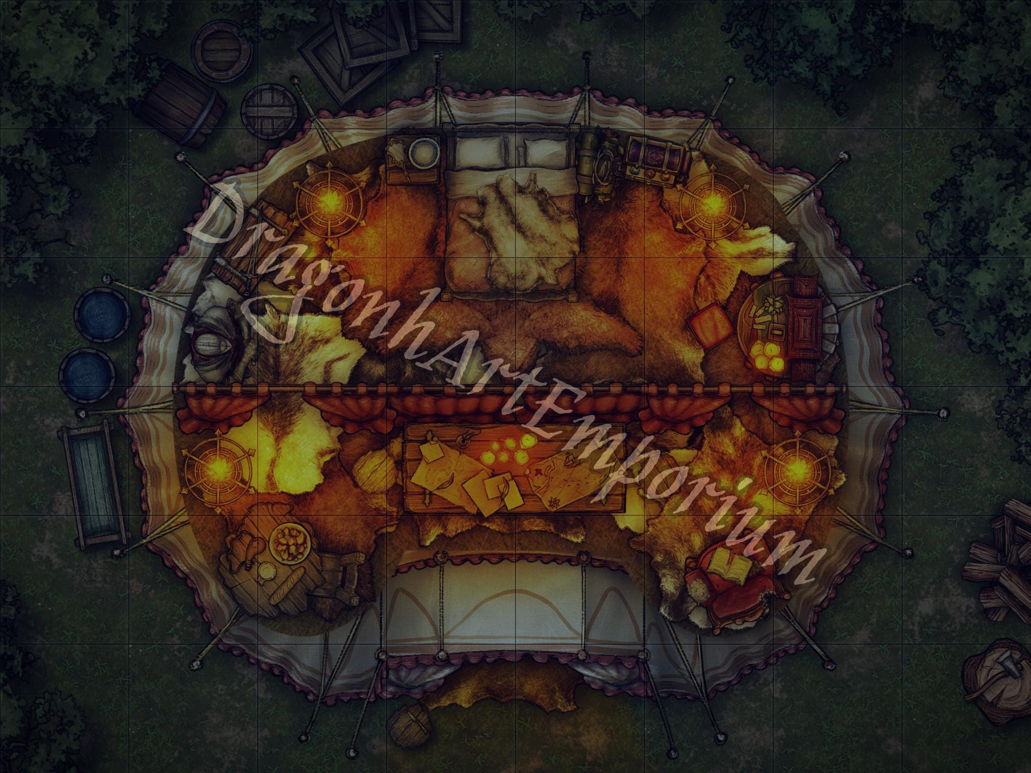 Command Tent Camp TTRPG Map Digital Download – Day/night Variations ...
