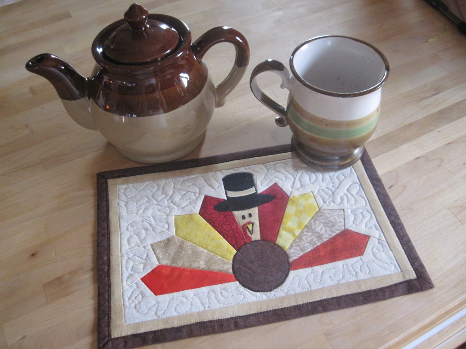 Lets Talk Turkey Mug Rug PDF Pattern - Thanksgiving Mini Quilt - Etsy