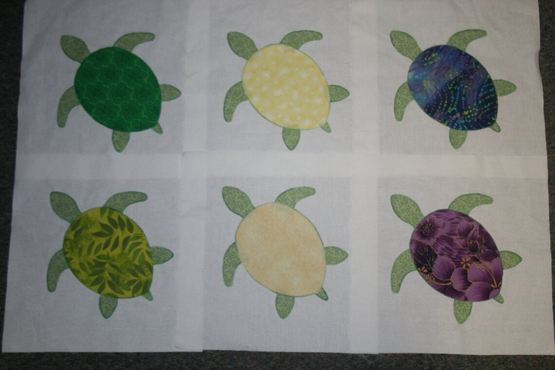 Sea Turtle Applique Quilt Block - PDF Pattern - Etsy