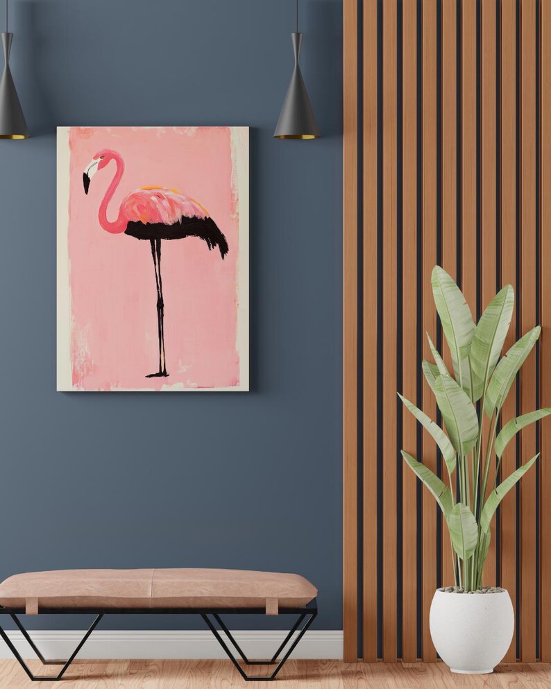 Contemporary Flamingo Wall Art - Realistic & Abstract Flamingo Portrait ...
