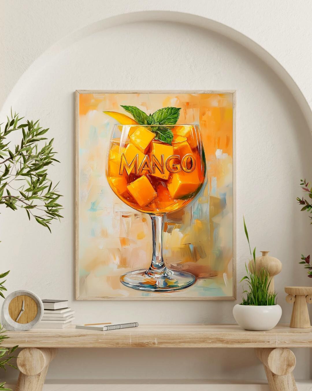 Mango Cocktail Wall Art - Retro Kitchen Decor - Trendy Mango Print ...