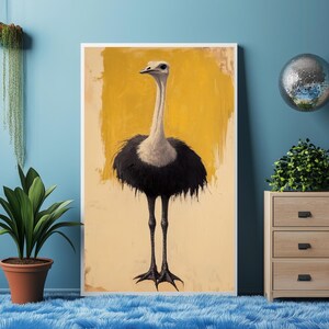 Contemporary Ostrich Wall Art - Realistic & Abstract Ostrich Portrait ...