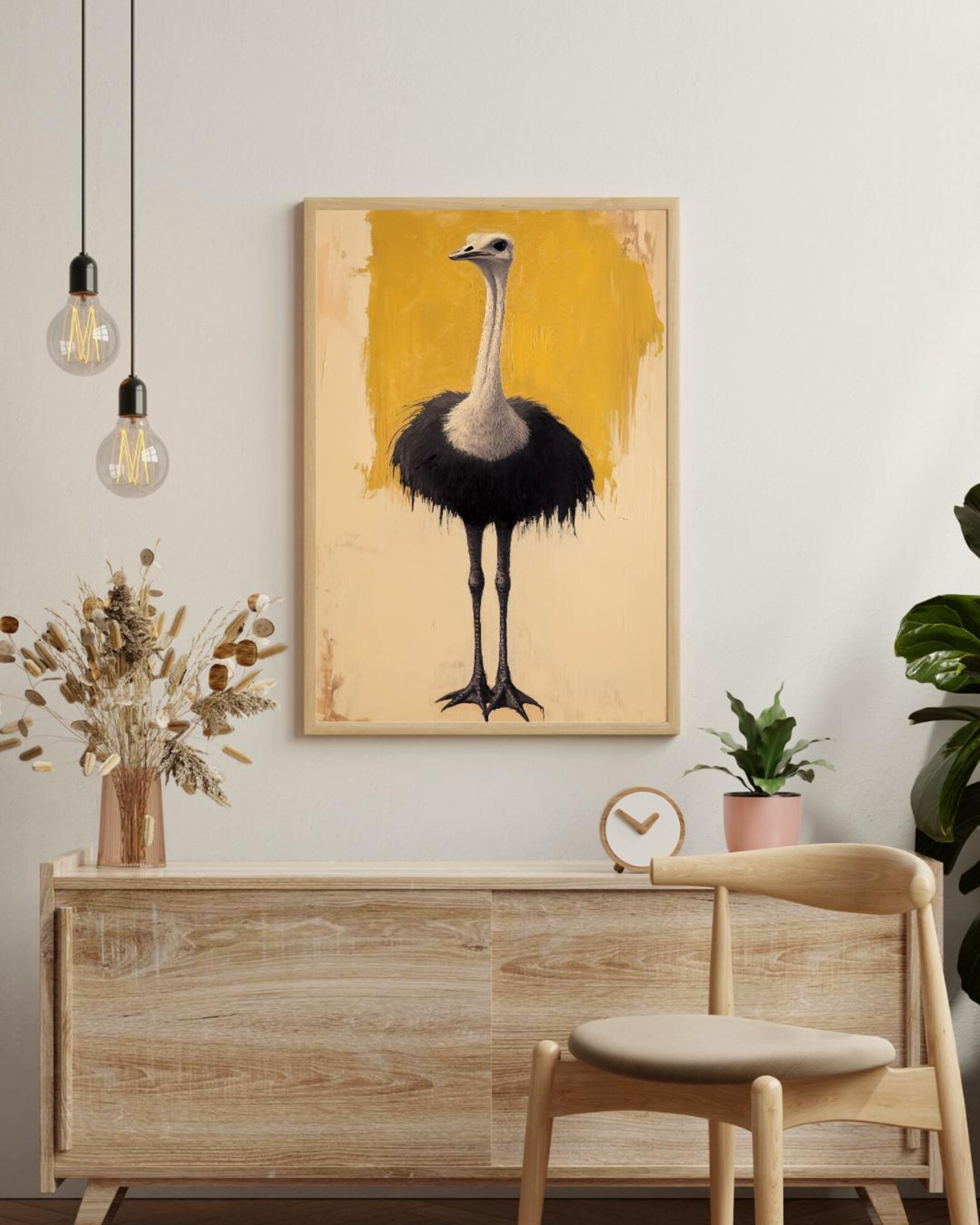 Contemporary Ostrich Wall Art - Realistic & Abstract Ostrich Portrait ...