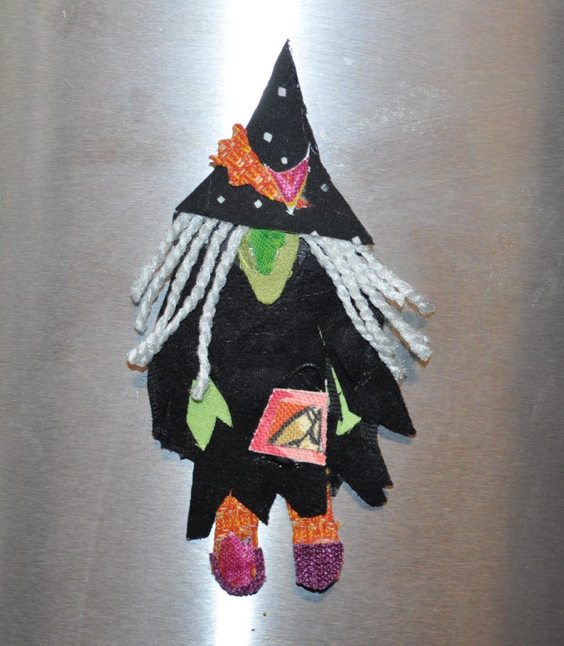 Gilda the Witch Magnet, Upholstery Fabric Samples, Recycled Materials ...