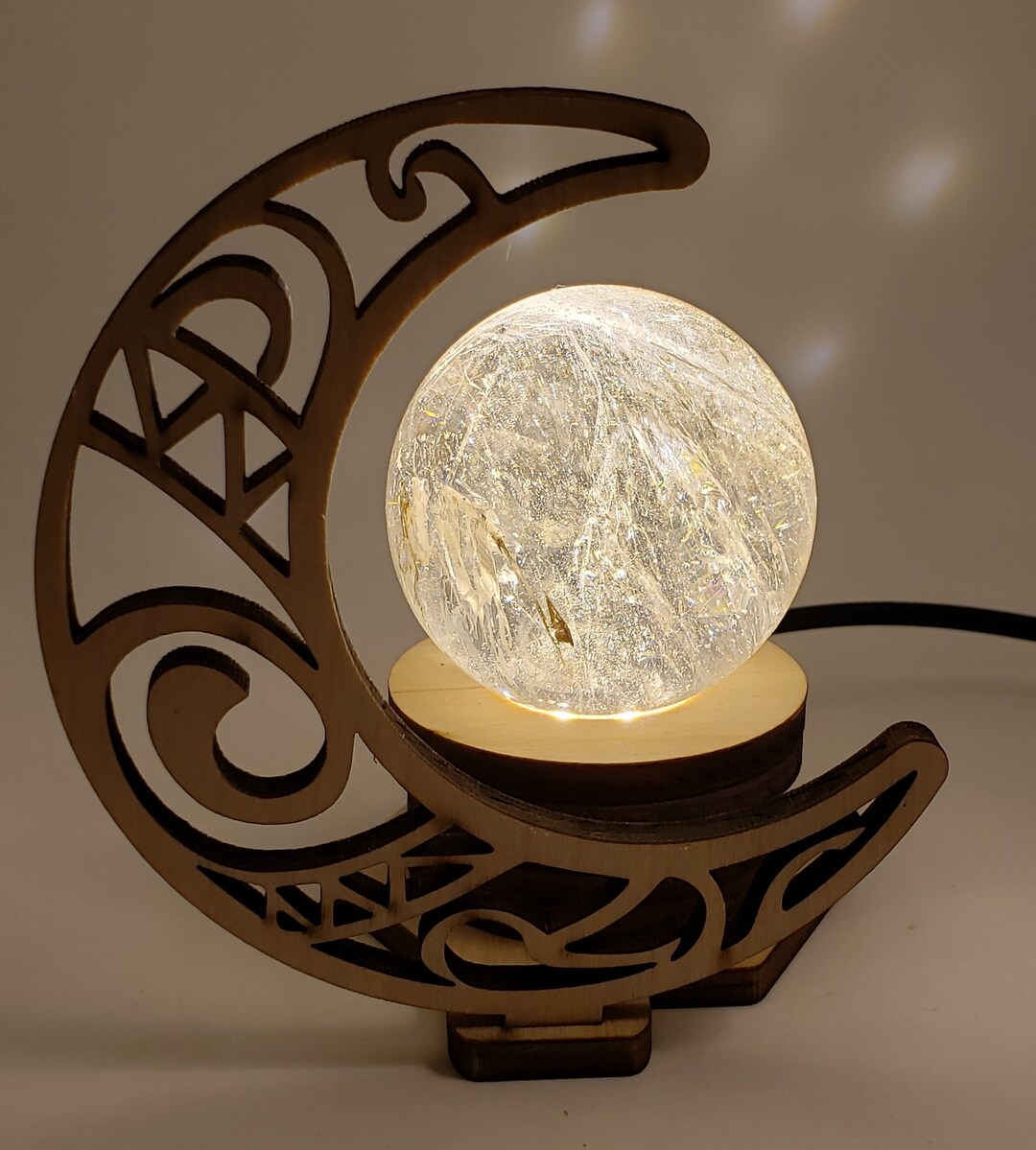 Sphere Stand - Wood - Laser Cut - Crescent Moon - Sphere Holder - Etsy