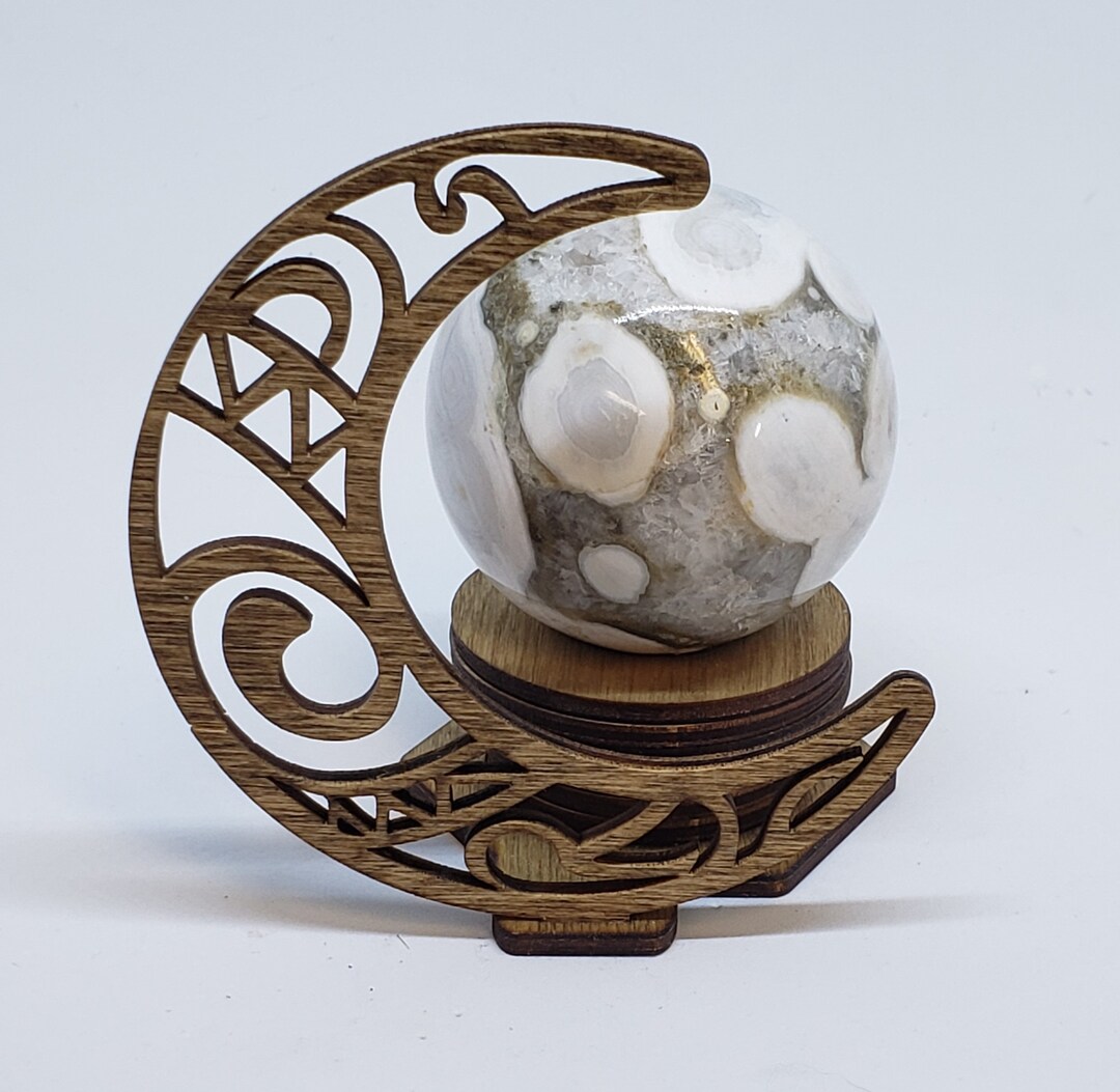 Sphere Stand - Wood - Laser Cut - Crescent Moon - Sphere Holder - Etsy