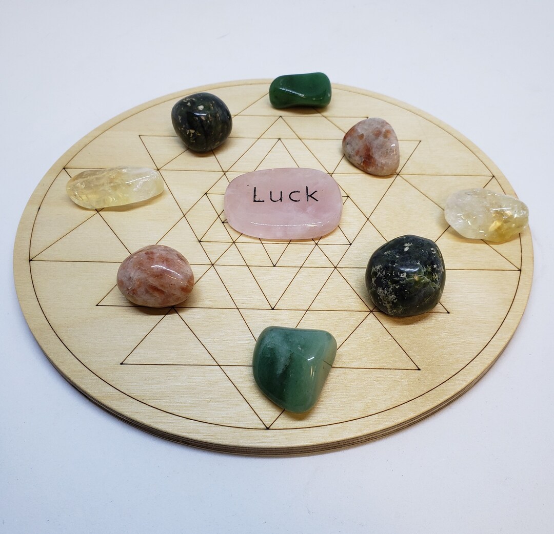 Luck Crystal Grid Kit - Laser Engraved Sri Yantra Grid - Etsy