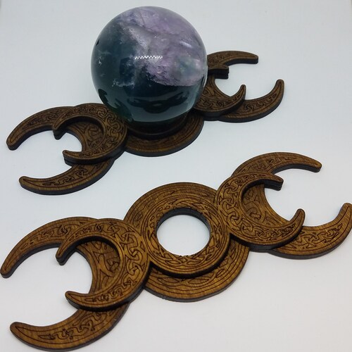 Sphere Stand Wood Laser Cut Crescent Moon Sphere | Etsy
